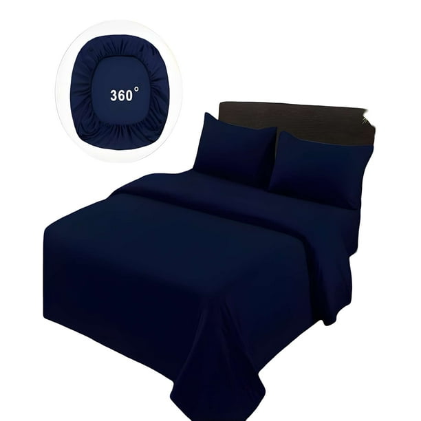 JUEGO DE SABANAS DE 500 HILOS SUPER-KING AZUL OSCURO | Lider