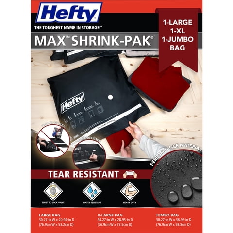 Bolsas De Almacenamiento Hefty Max Shrink-Pak Resistentes Al