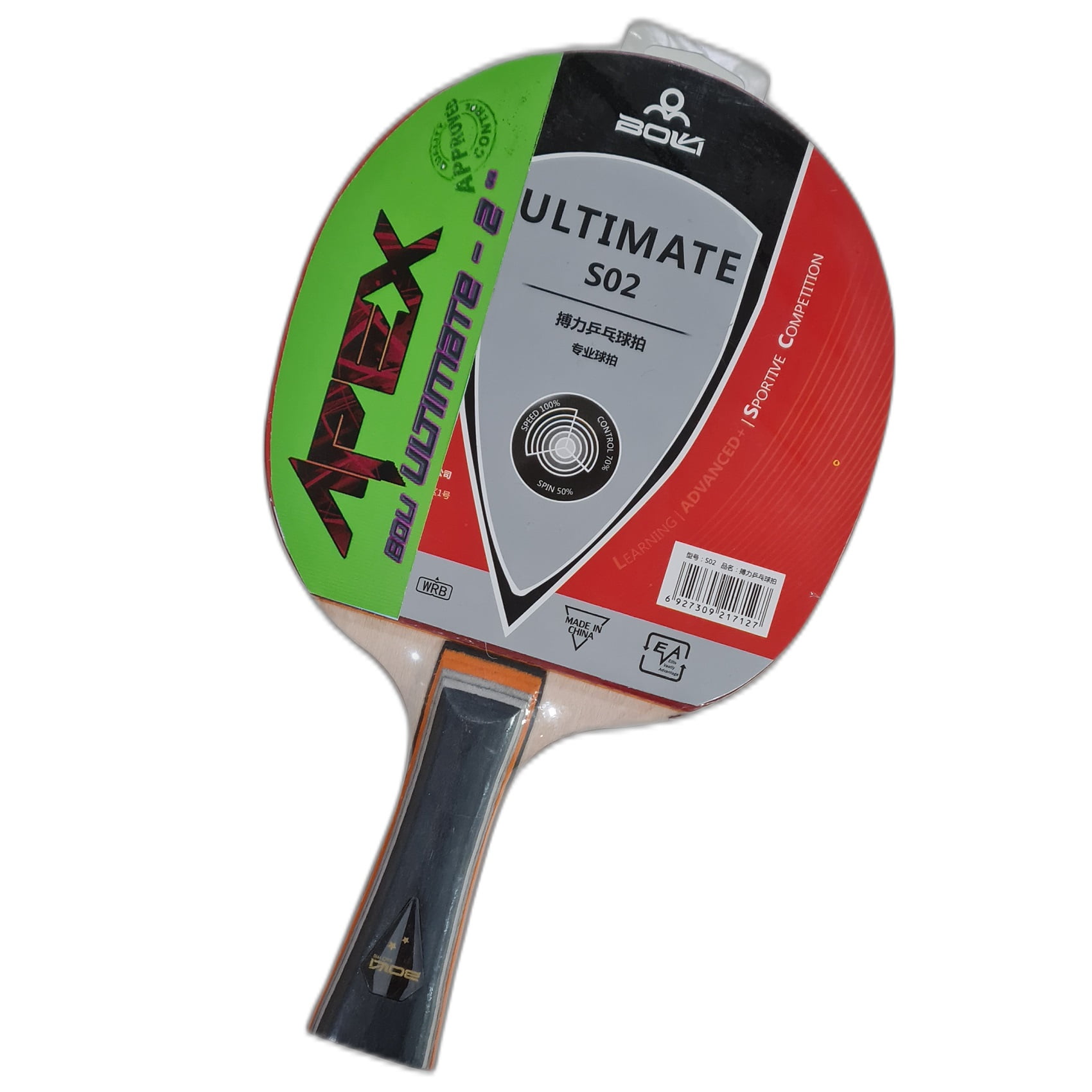 Paleta Ping Pong (tenis De Mesa) Boli 2* Mango Largo 180grs | Lider