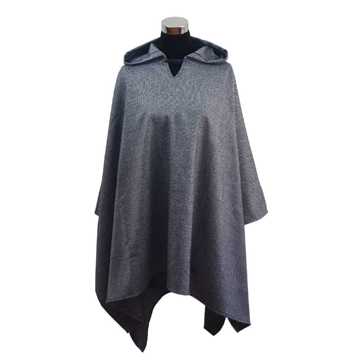 Poncho Clásico Capucha 100% Lana - Largo - Gris Oscuro | Lider