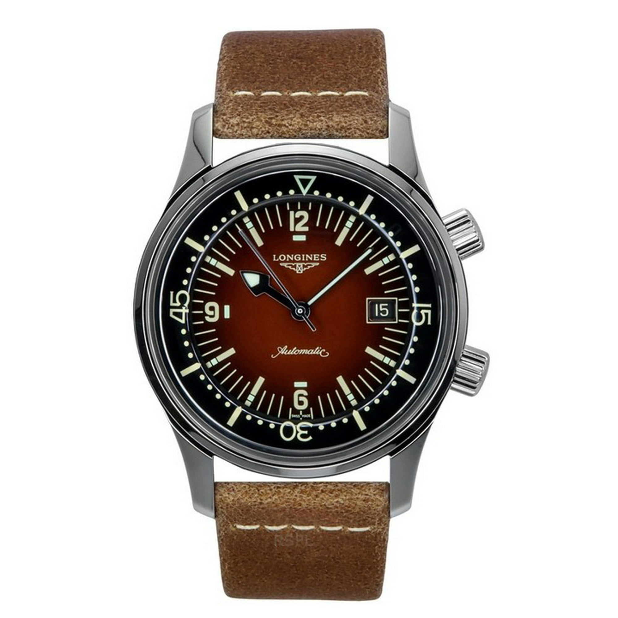 Reloj Longines Legend Diver Leather Strap Brown Dial Automatic L3.774.4 ...