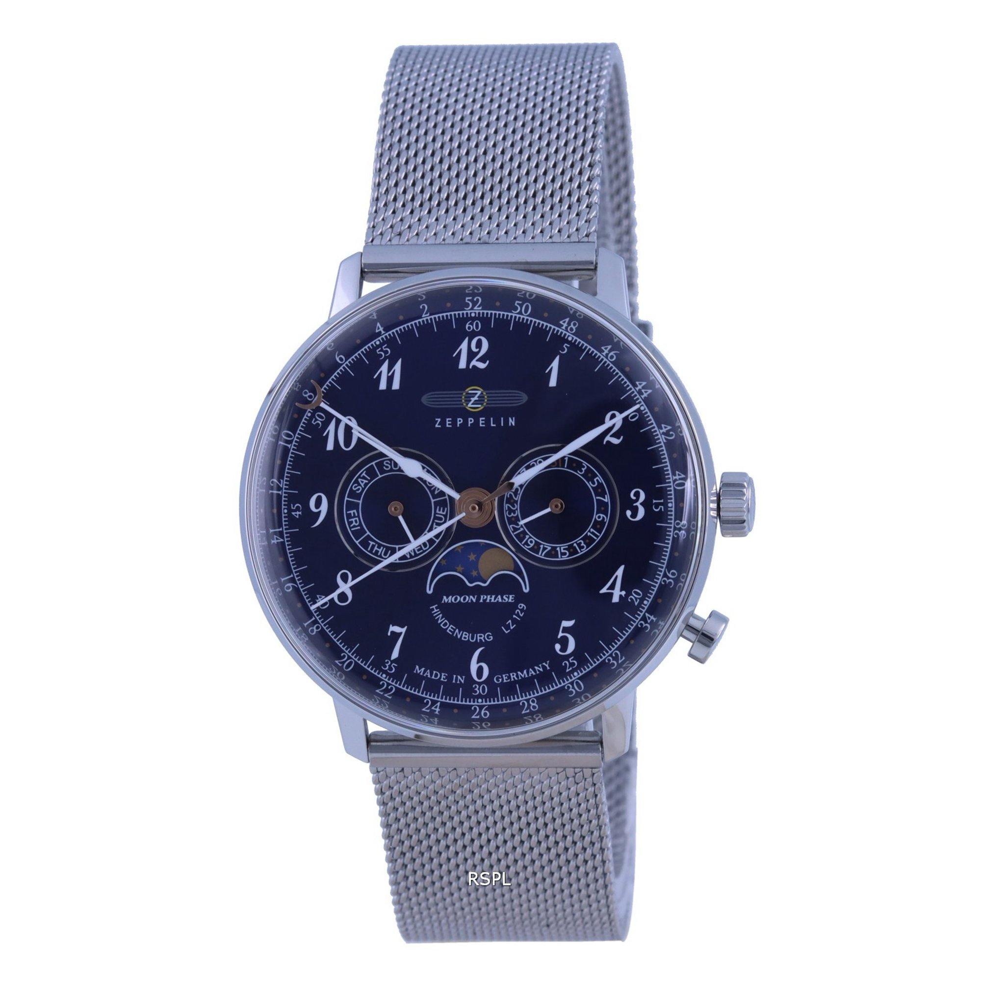 Reloj Zeppelin LZ 129 Hindenburg Moon Phase Blue Dial Quartz 7036M-3 ...