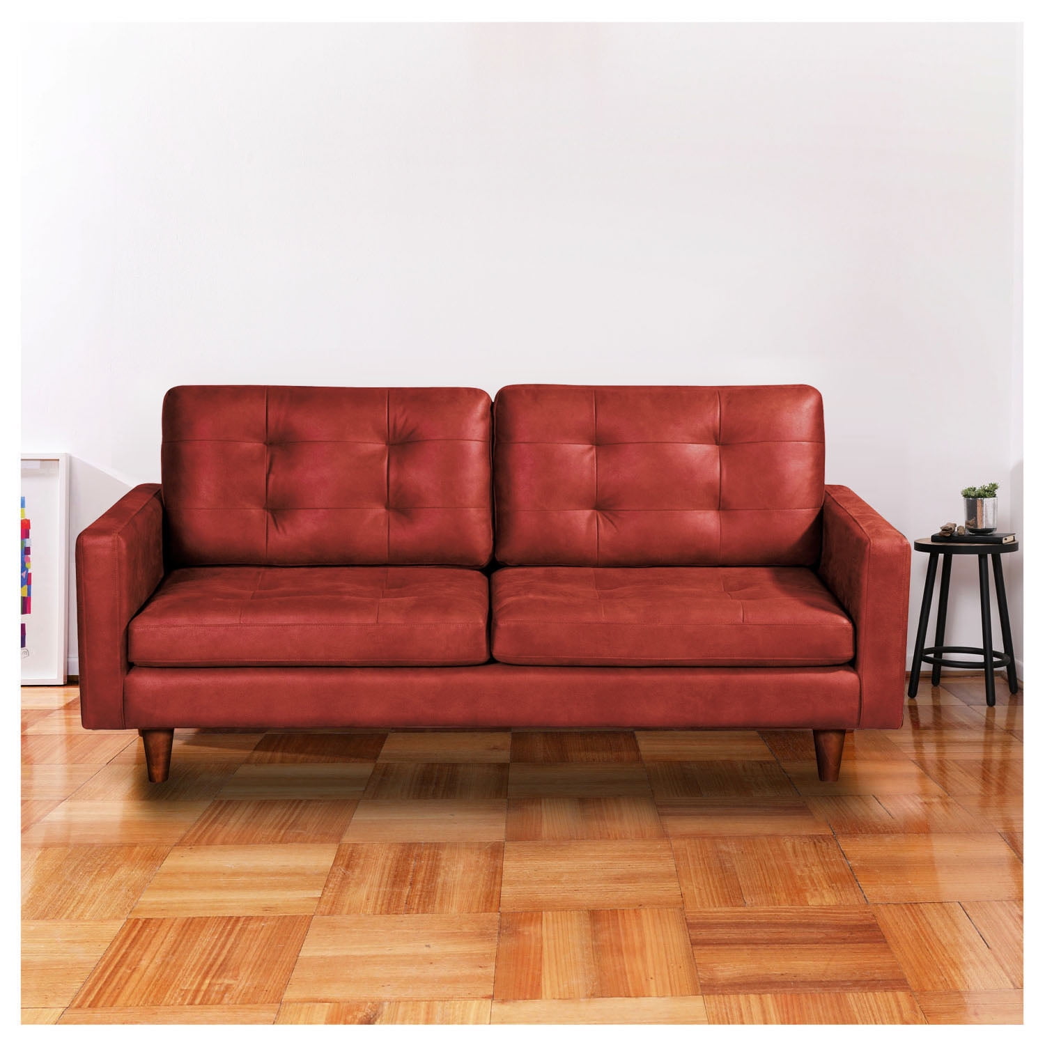 Sofa Napoles 3 C Cuero Kentucky Rojo | Lider