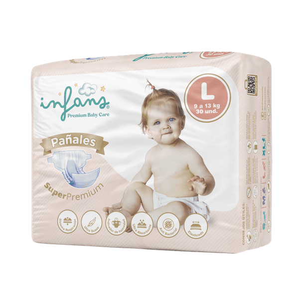 Pañales desechables Super Premium L INFANS 30 UND | Lider