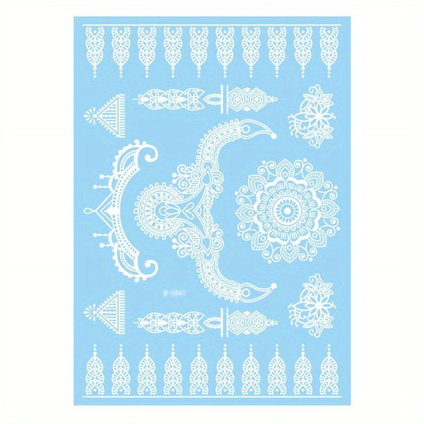1 Sheet Floral Temporary Tattoo, Lace Decal Flower Pattern, Waterproof ...