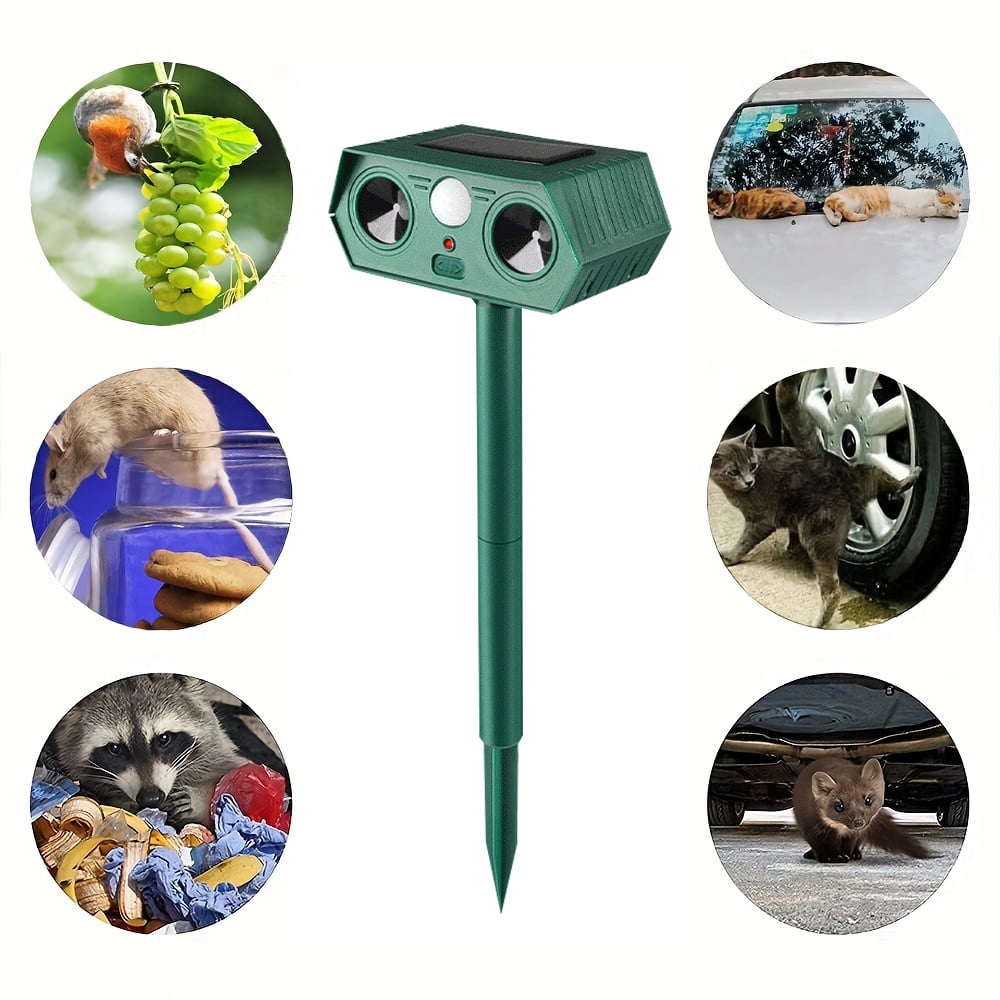 1 Set, Ultrasonic Animal Repellent Outdoor Solar-powered Rat Repellent ...