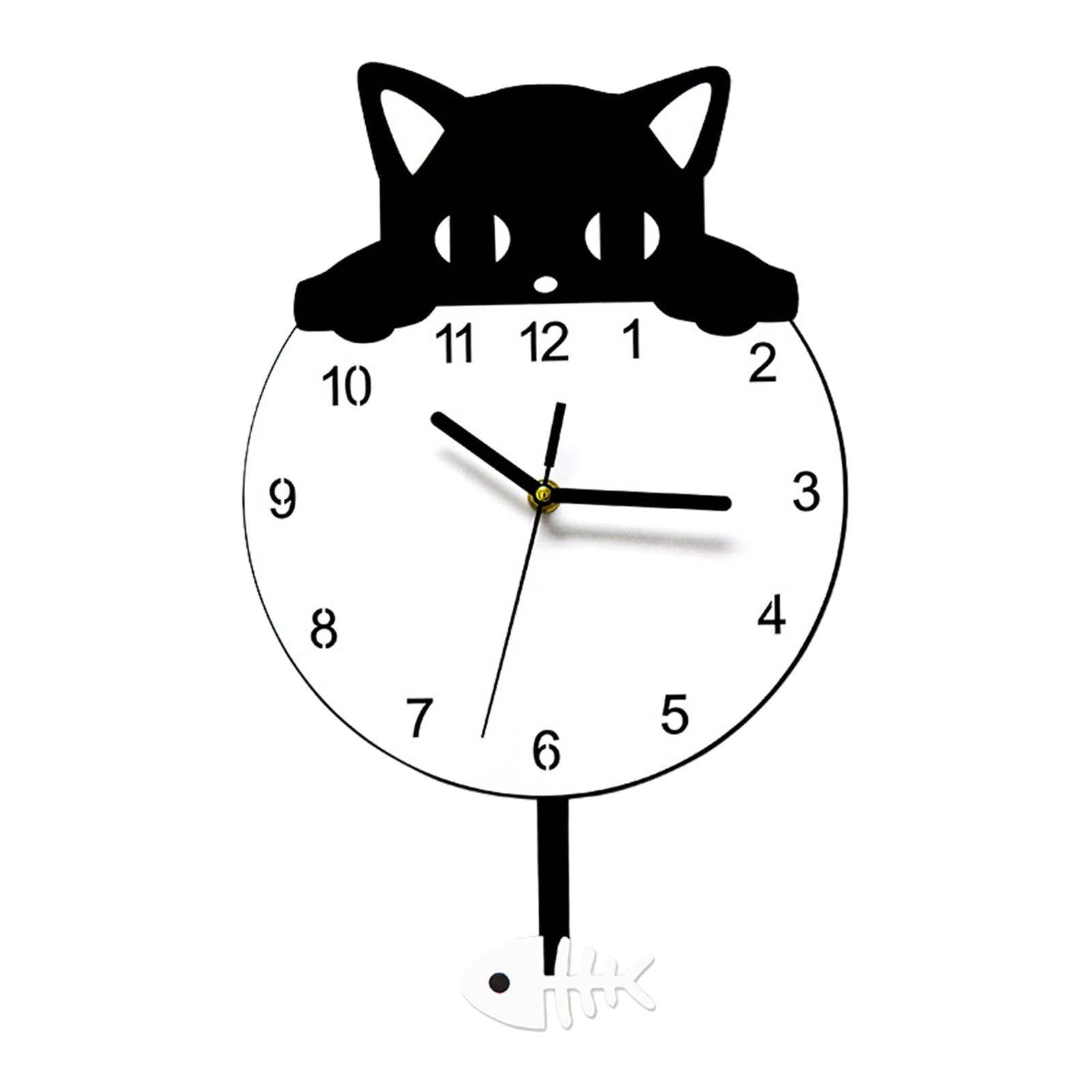Reloj De Pared Con Forma De Gato, Reloj Decorativo Para Sala De Estar ...