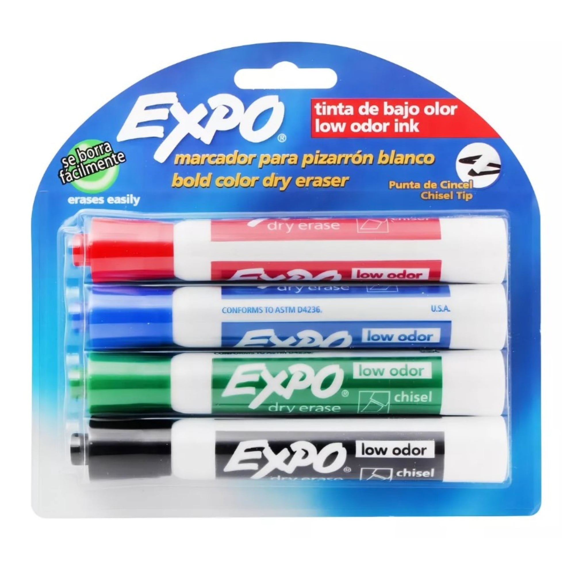 Marcador Sanford Expo - Pack de 4 Cincel para Pizarrón Blanco | Lider