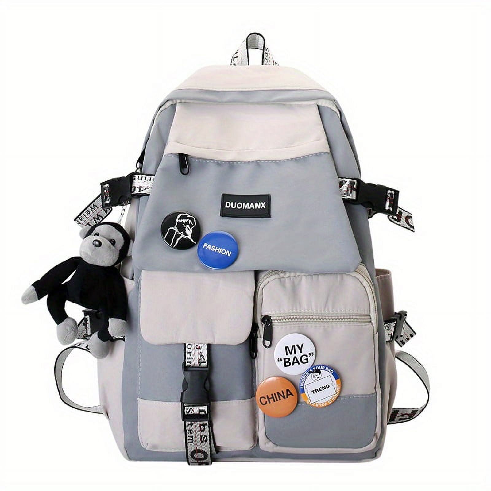 Preppy Style Colorblock Student Backpack - Large Capacity School ...