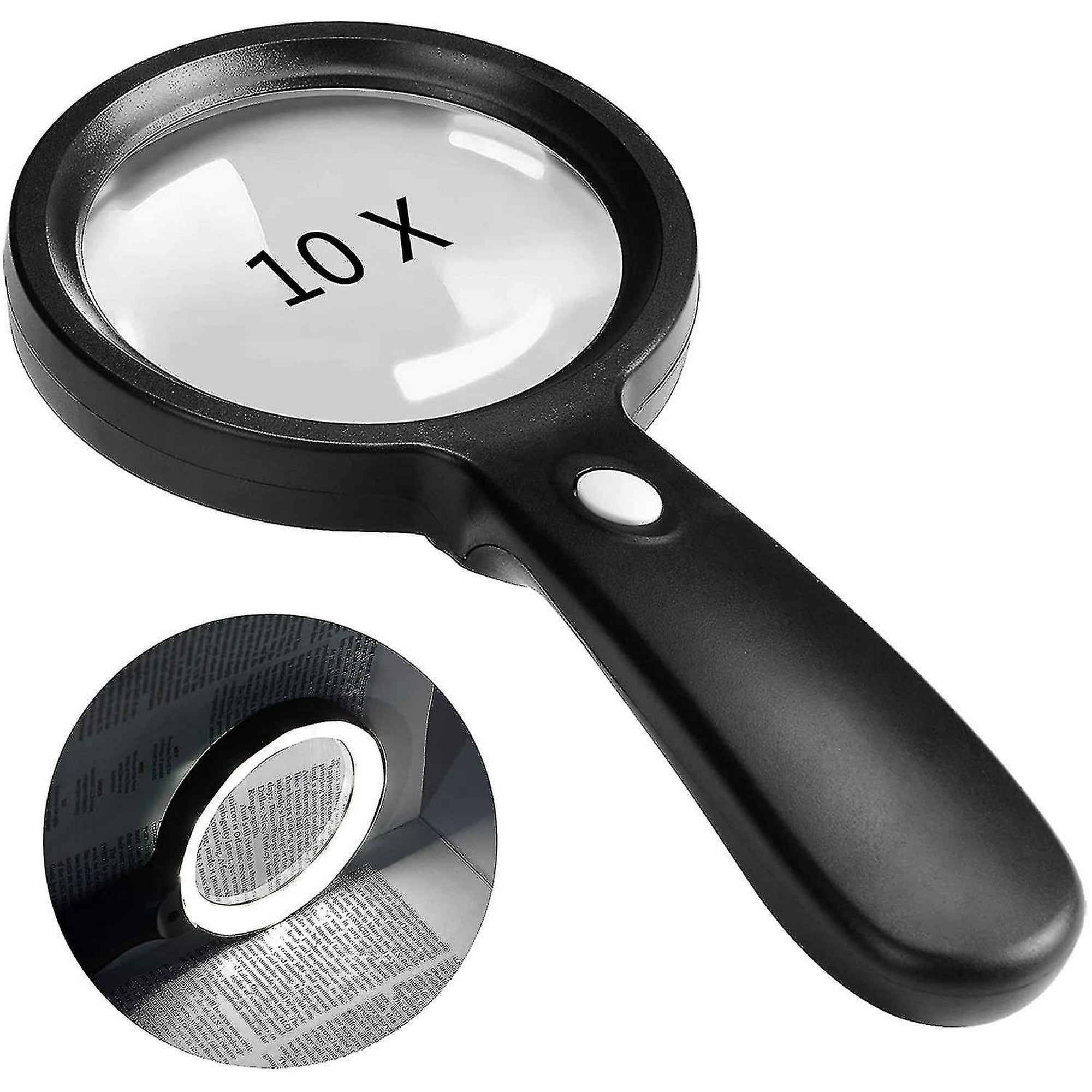 Lupa con luz, 10x, de mano, grande, 12 LED | Lider
