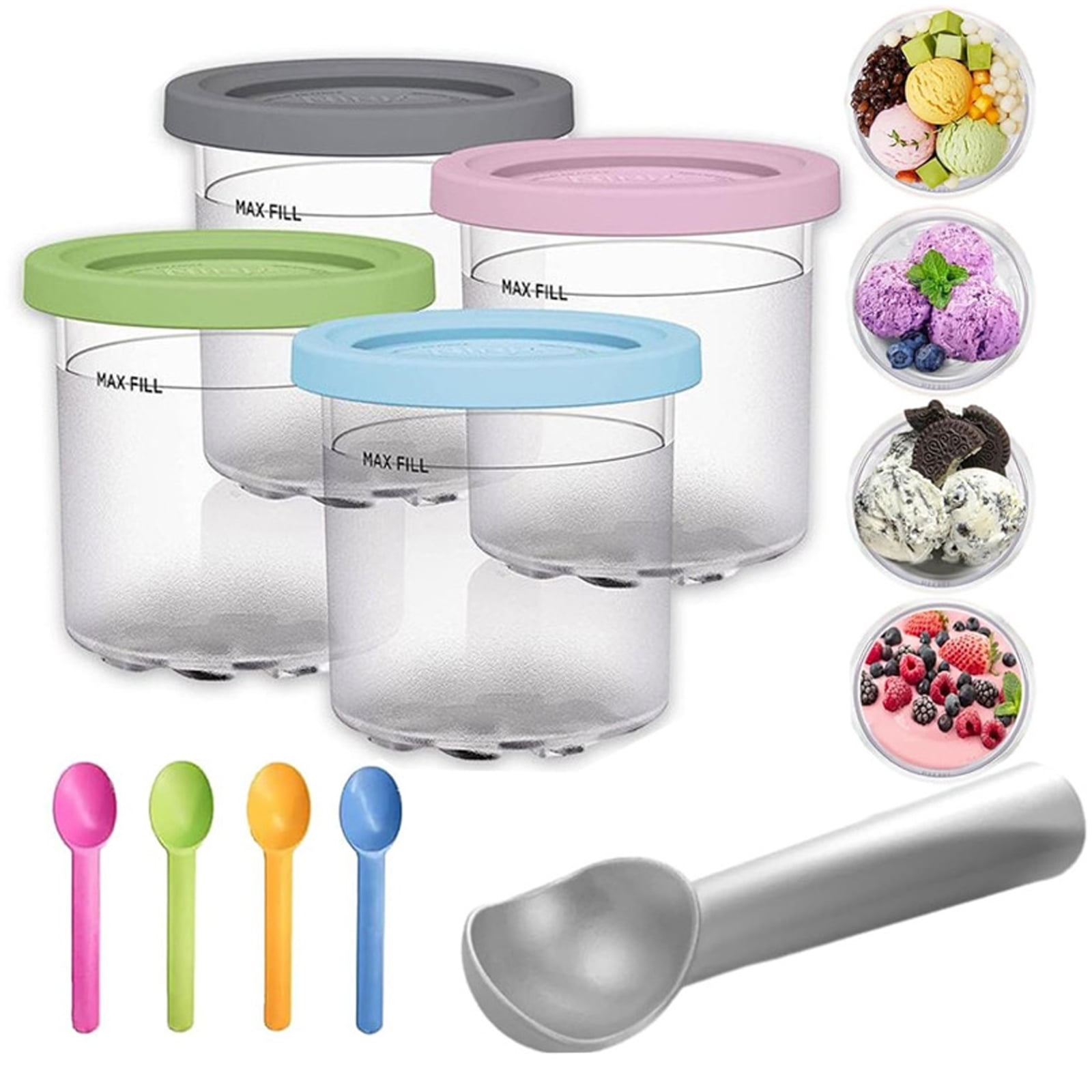 Juego de 4 recipientes para helado cremoso, vasos, frascos y botes ...
