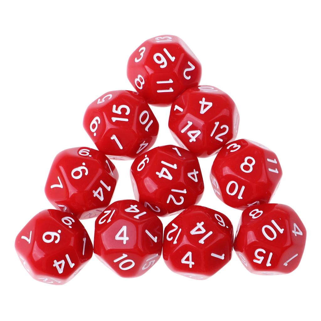 10 Piezas 16 Caras D16 14 Mm Acrílico Opaco Dados Para Juego De Rol RPG ...