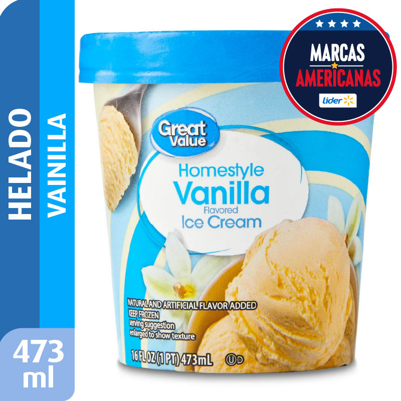 HELADO CREMA VAINILL 473ML GREAT VALUE | Lider