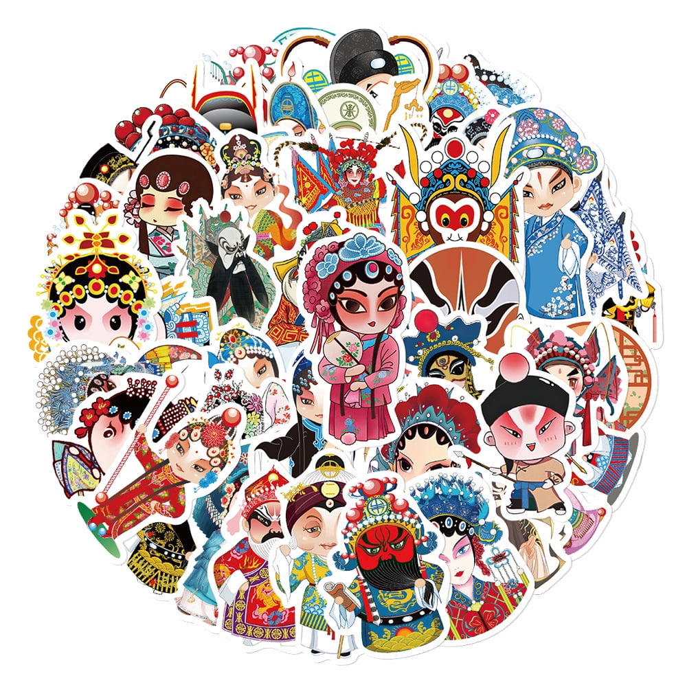 50 Chinese Peking Opera Graffiti Stickers - Creative Diy Toys for Your ...