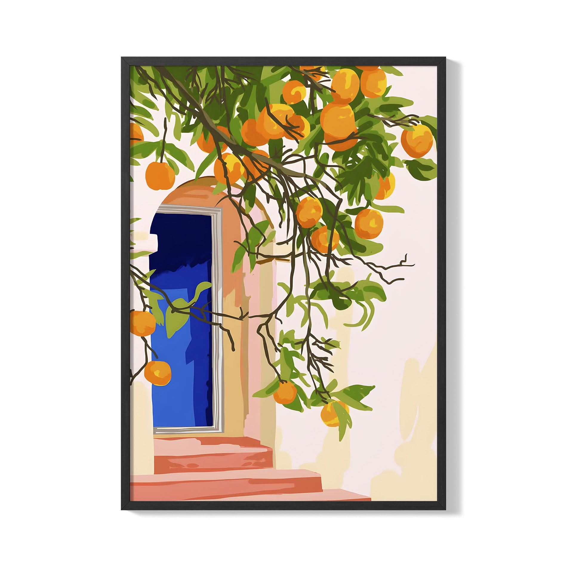 Cuadro Poster Enmarcado Paisaje Arbol De Naranjas Decorativo | Lider