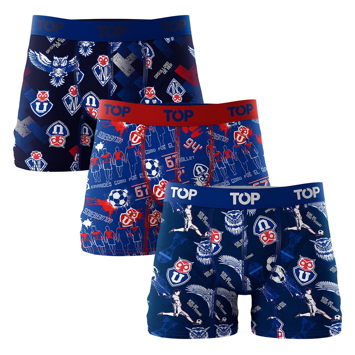 Bóxer Medio Algodón Universidad de Chile Pack 3 C6 TOP | Lider