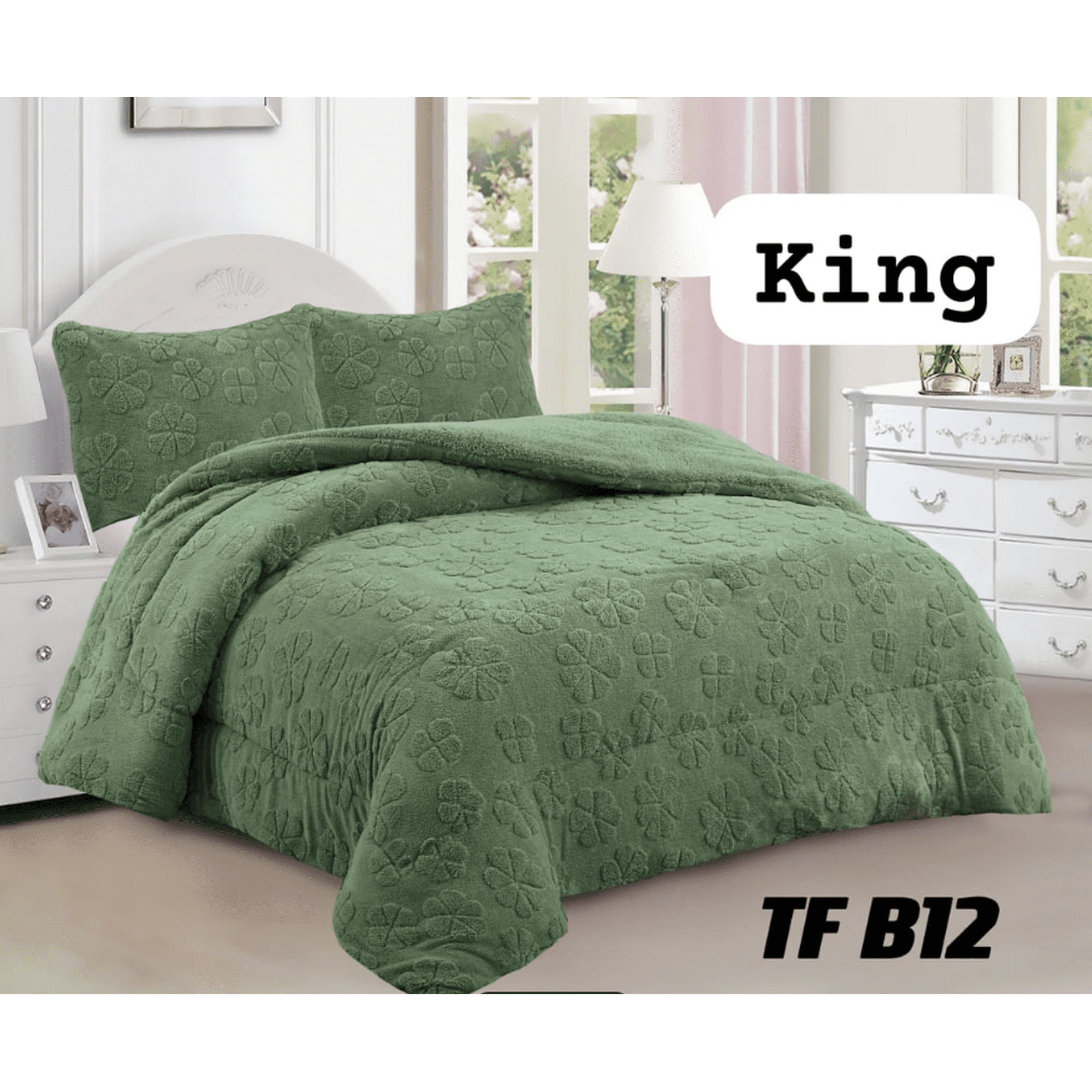 Cobertor Texturizado En Diseño De Trebol Color Verde King | Lider