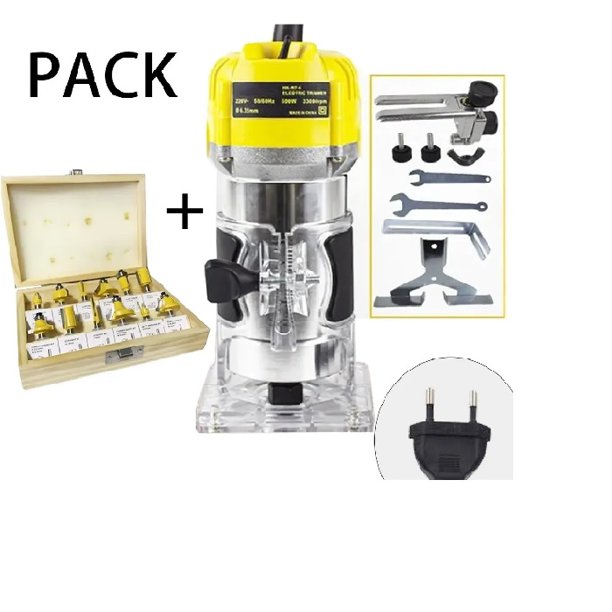 Kit Fresadora Router Tupi 33000rpm Toma 1/4 + Set 12 Brocas | Lider