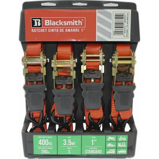 Set 4 Un. Eslinga 3,5 Mts, Carga Máxima 400 Kg. Con Rachet | Lider