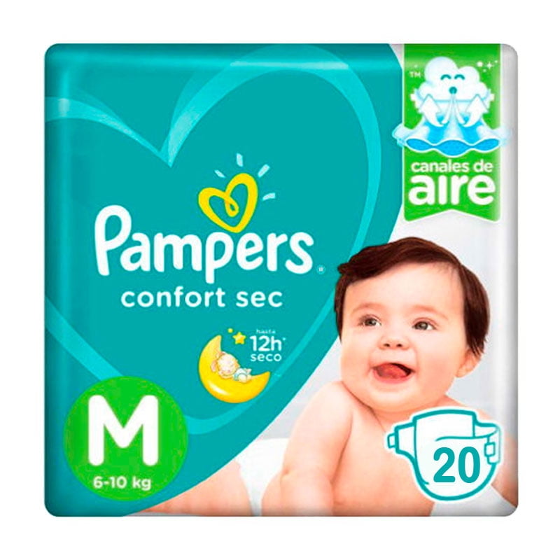 Pack x4 Pañales Pampers Confort Sec M 80 pañales | Lider