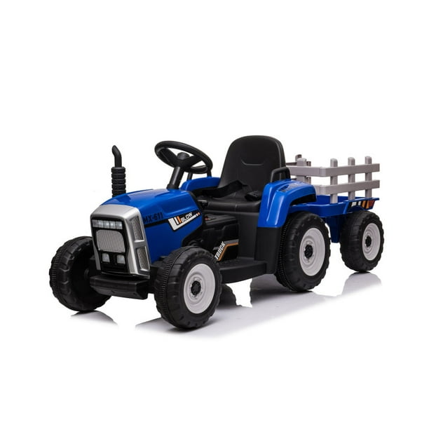 TRACTOR CON CARRO 12V AZUL | Lider