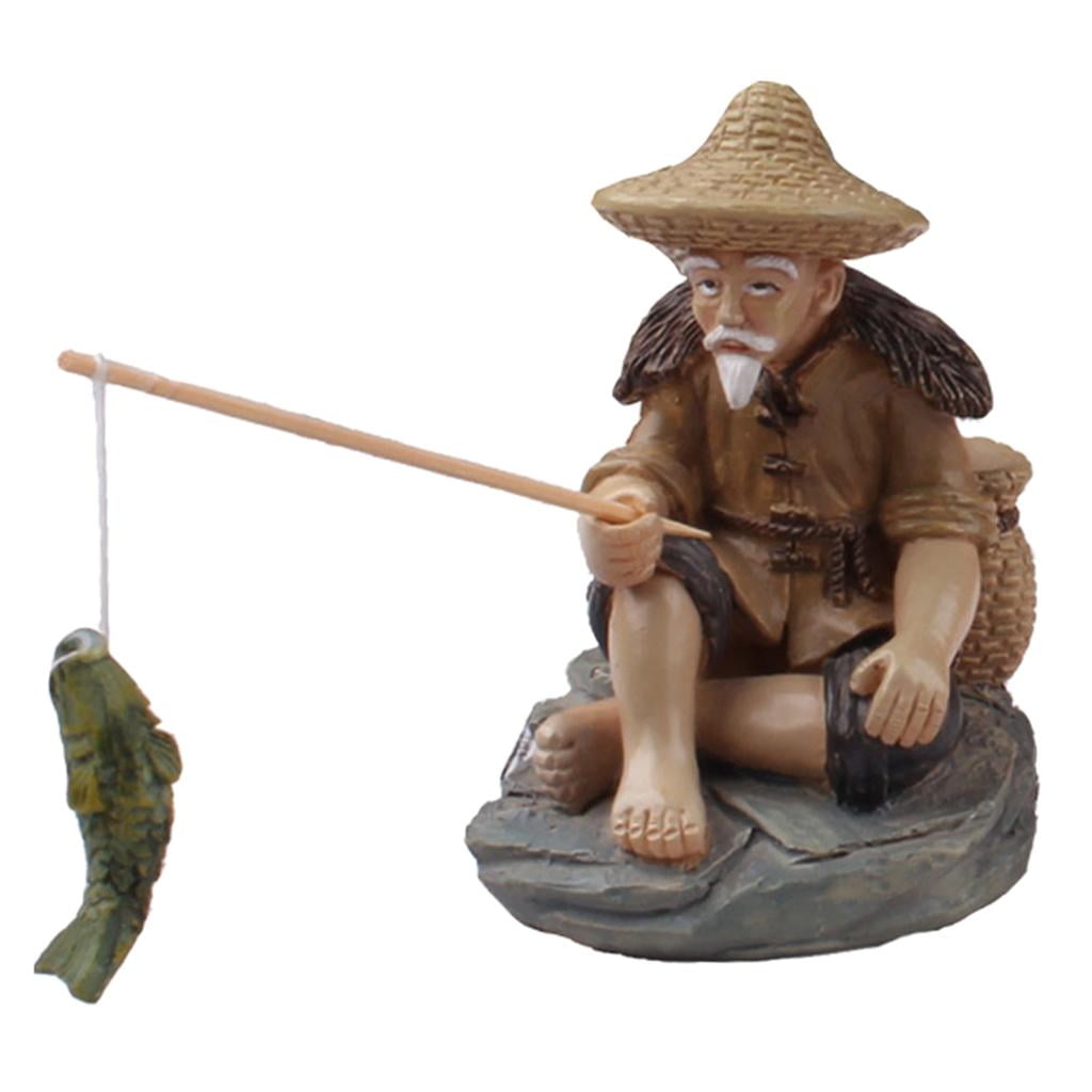 Estatuillas De Pescador Estatua De Jardín Figura En Miniatura Escultura ...