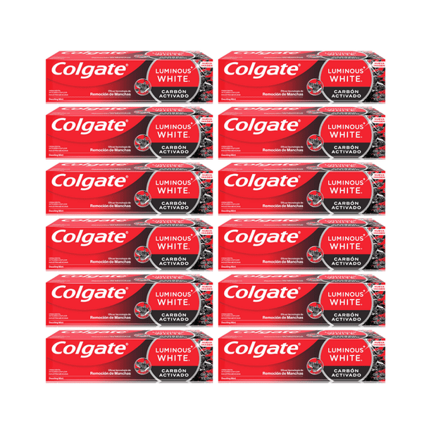 Pack 12 Pasta Dental Colgate Luminous White Carbón Activado 70 g | Lider