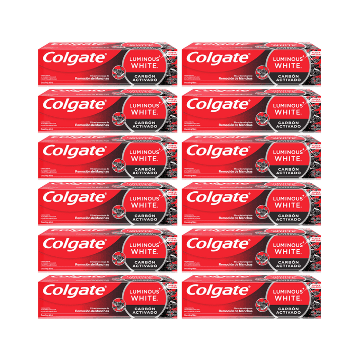 Pack 12 Pasta Dental Colgate Luminous White Carbón Activado 70 g | Lider