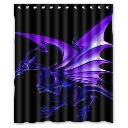 Cortina de ducha de dragón morado con ganchos (60 x 72 pulgadas) | Lider