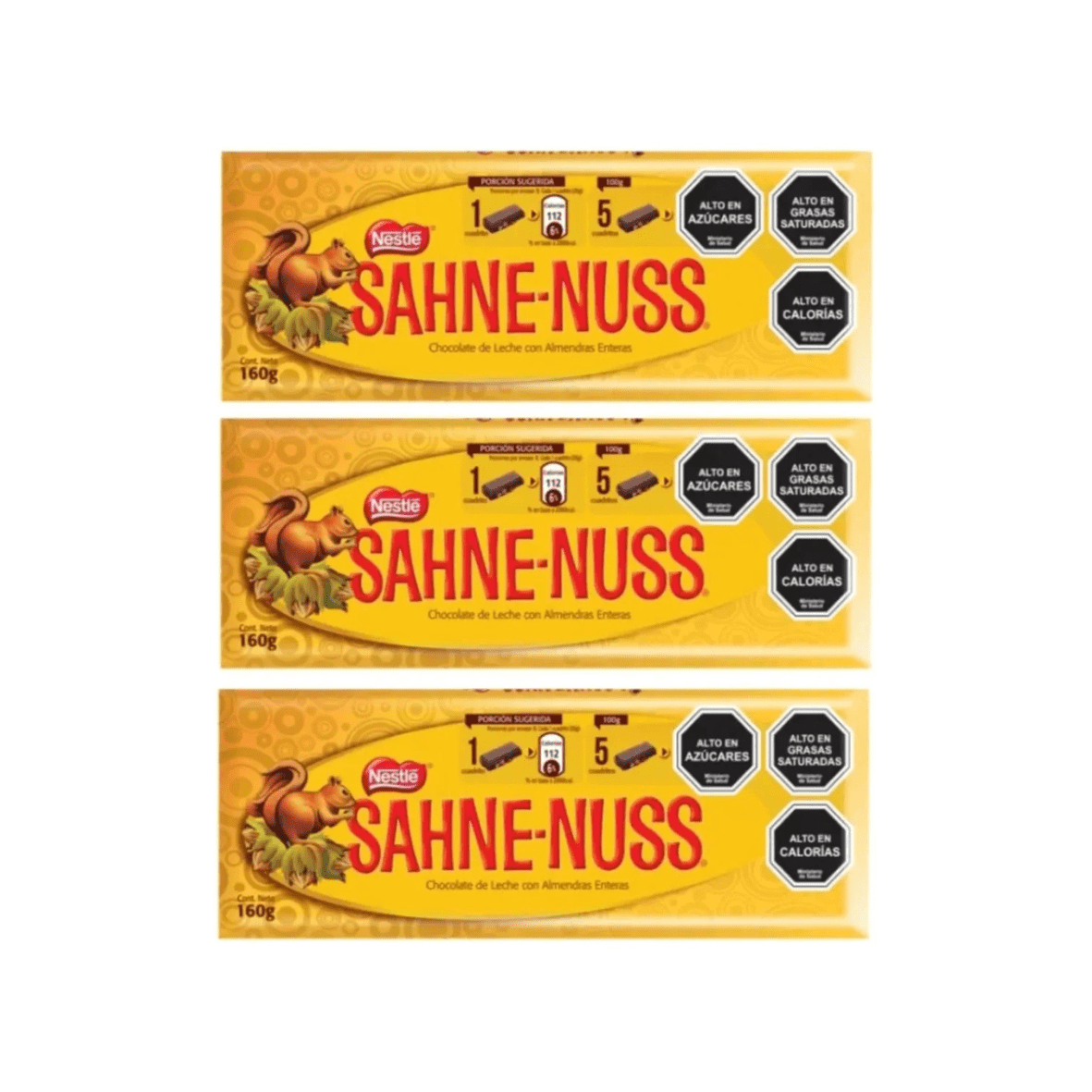 Pack x3 chocolate Sahne nuss 160g | Lider