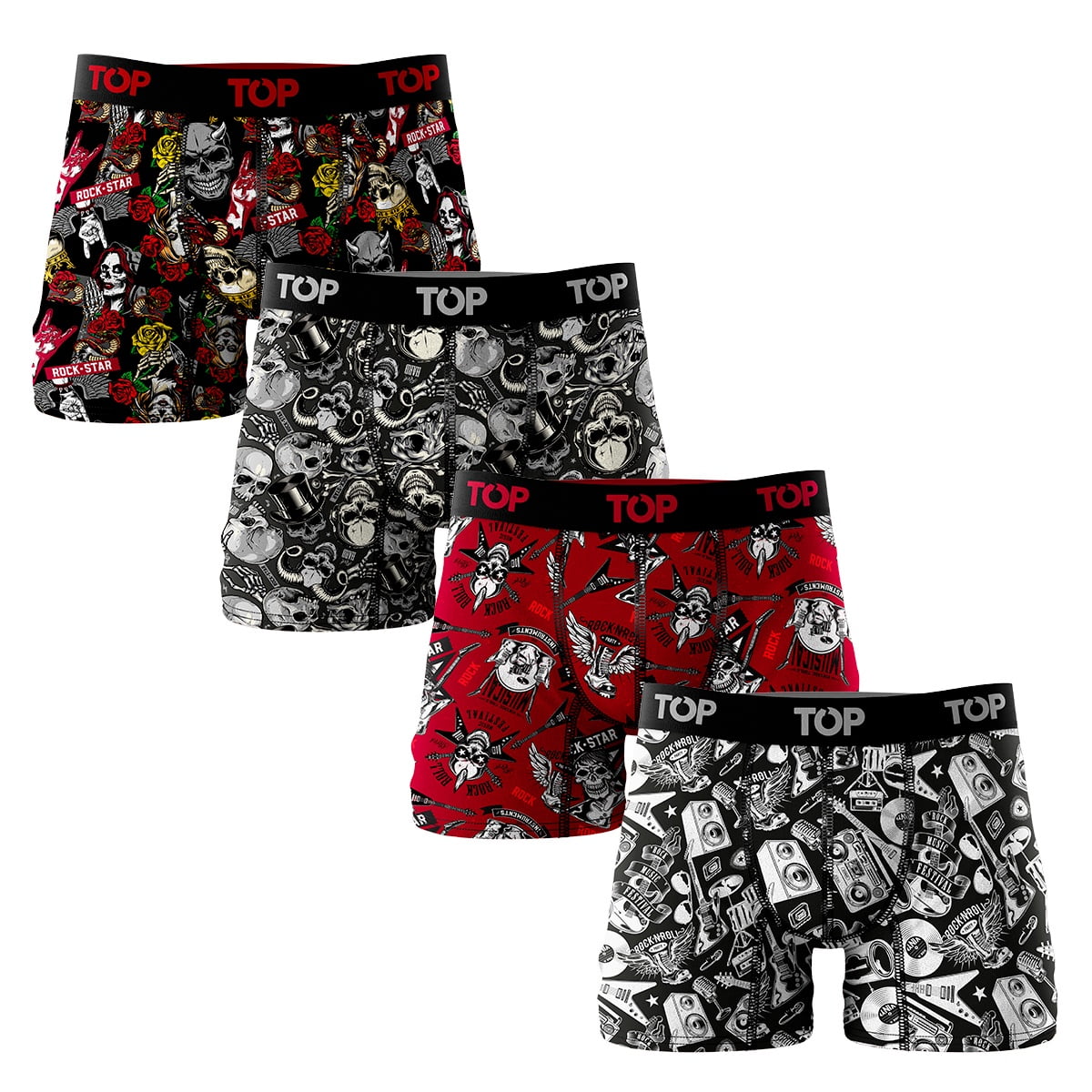Bóxer Medio Algodón Pack 4 Icónicos - Rock C2 | Lider