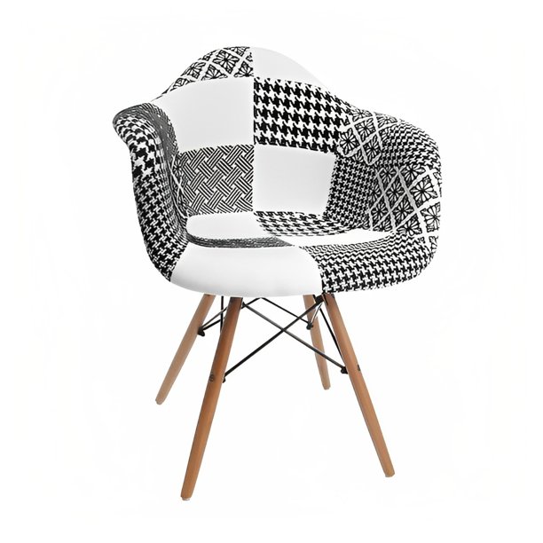 Butaca Sitial Eames Patchwork - Blanco y Negro | Lider