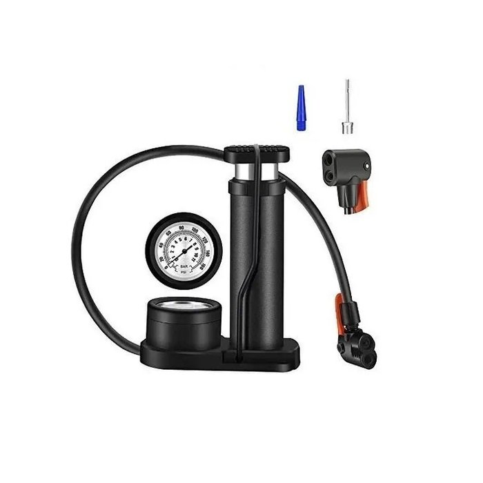 Bombin Inflador Con El Pie Con Medidor Para Bici Moto Pelota | Lider