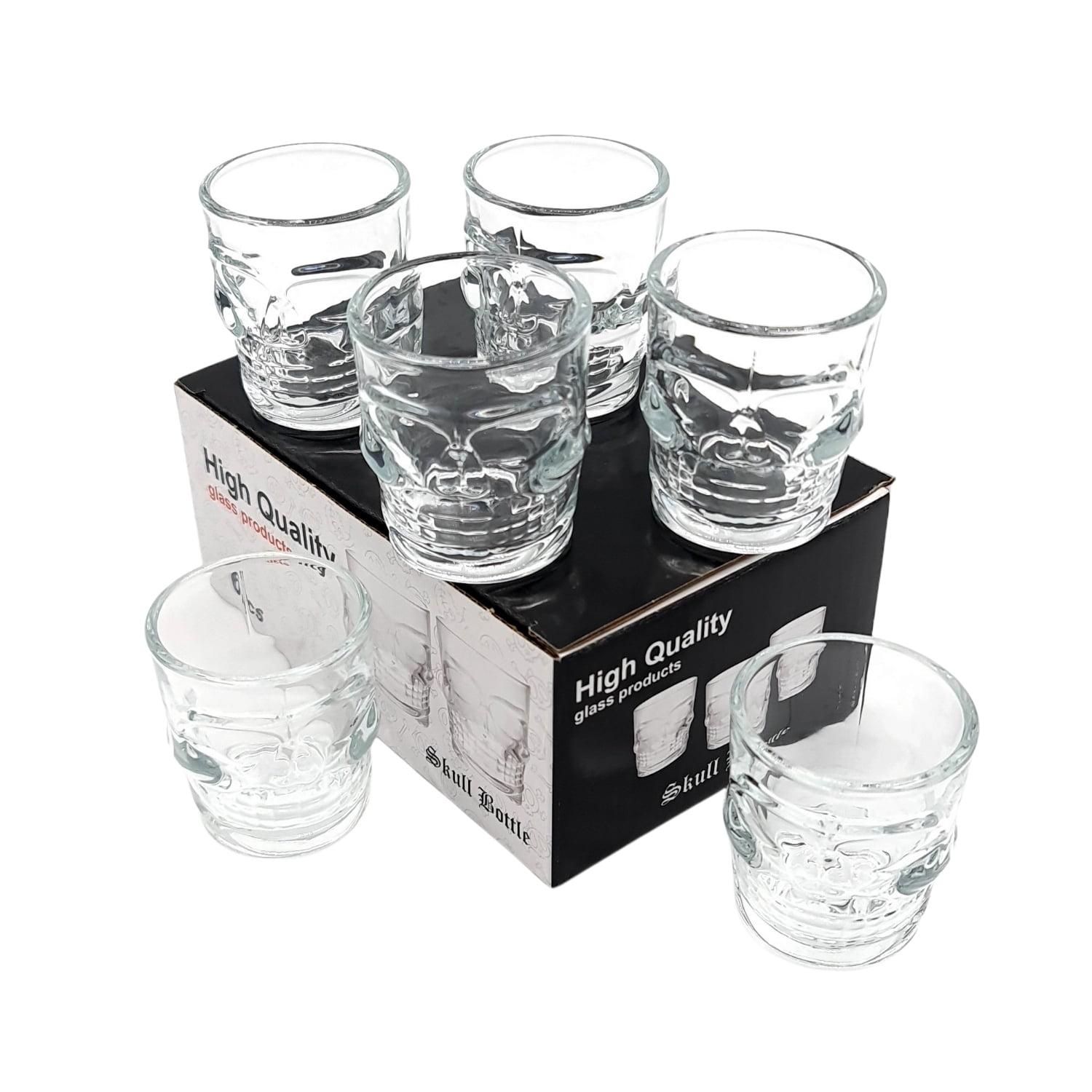 Vaso shot tequilero calavera vidrio set 6 pcs 65ml | Lider