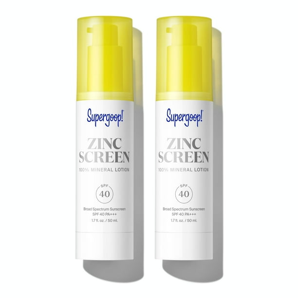 Protector solar Supergoop! Zincscreen SPF 40 PA+++, 50 ml, paquete de 2 ...