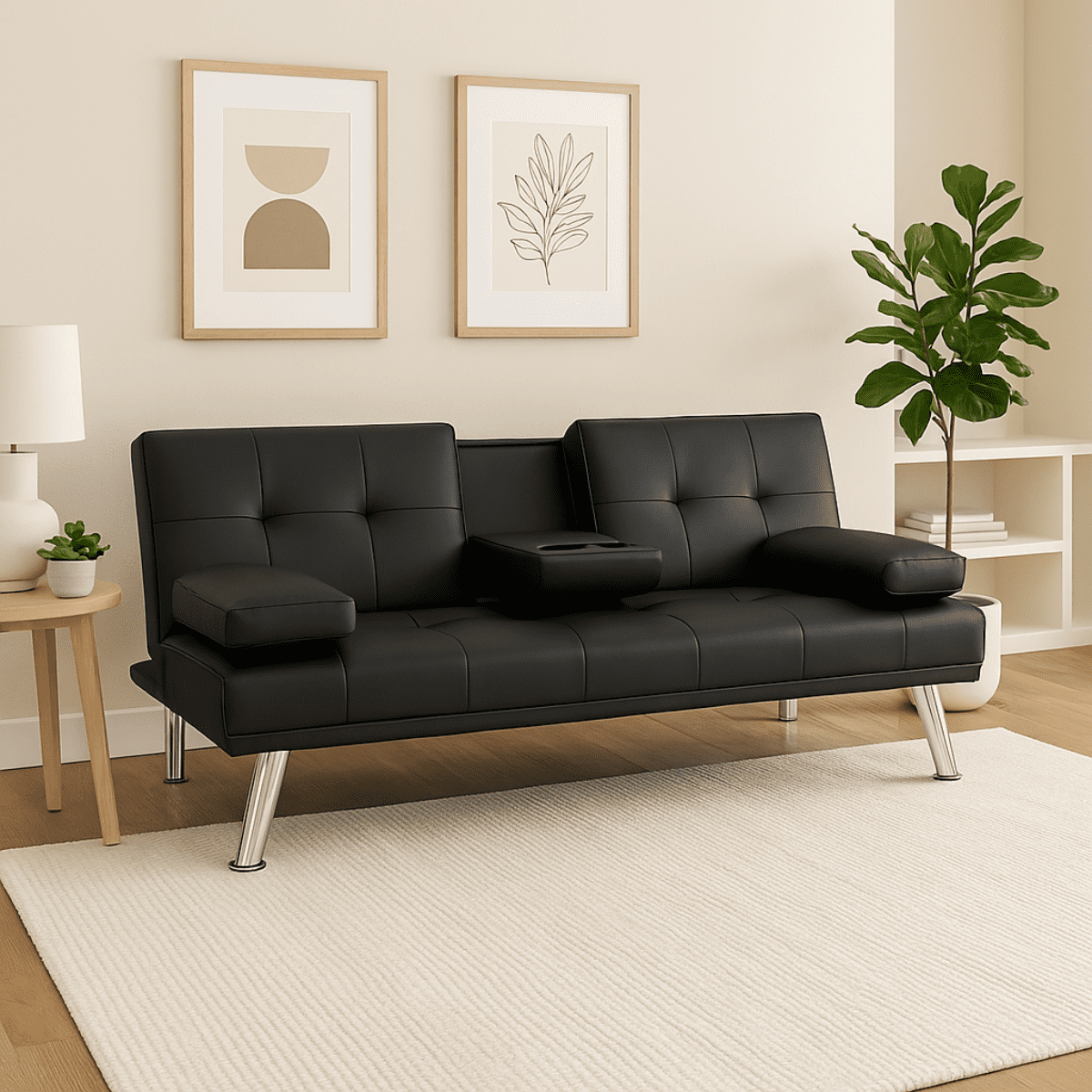 Futon Sofa Cama Sillon para Living cuero | Lider