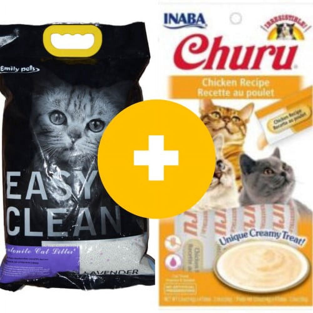 Pack 1 churu sabor pollo + 2 arenas easy clean 4 kilos | Lider