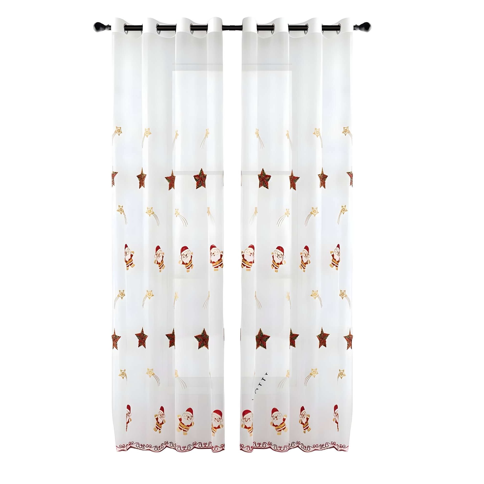 2 Panel De Cortina Visillo Diseño Navideño 140x230 Cm V3 | Lider