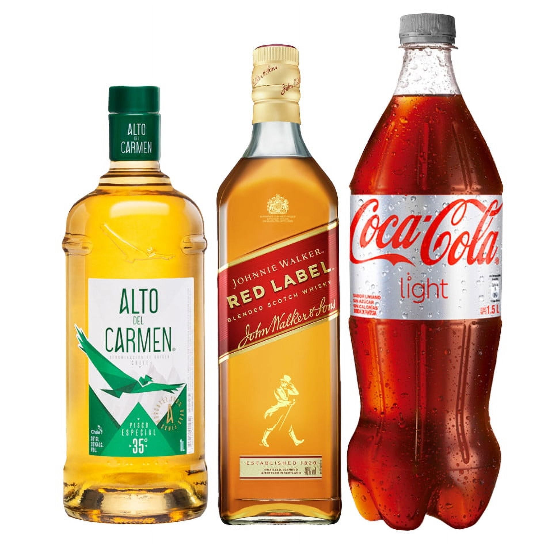 Promo 3: 1 Johnnie Walker Red 700ml+ 1 Alto Del Carmen 1L, 35% + 1 Coca ...