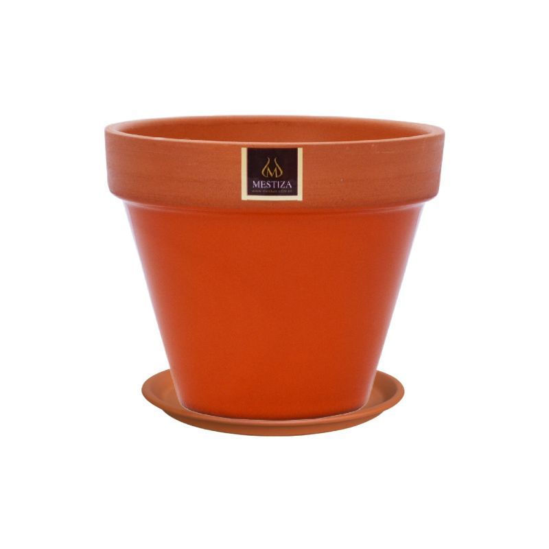 Macetero Cónico 15 cm Terra Mandarina + Plato | Lider