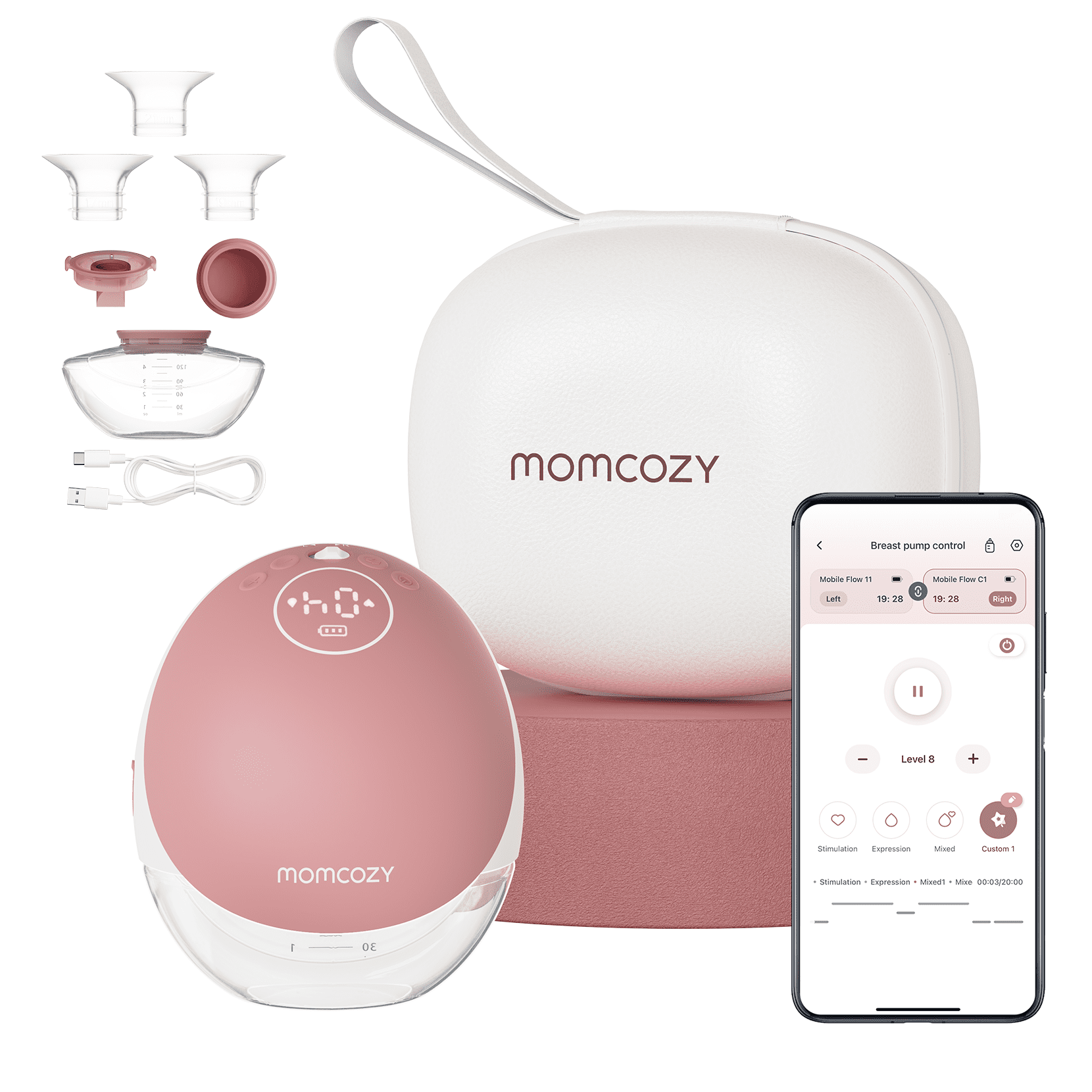 Momcozy Extractor de Leche Eléctrico Portátil Mobile Flow|M9, 1 Paquete ...