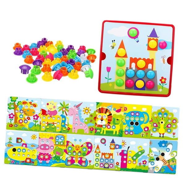 Mosaico Pegboard Juguetes Educativos Con Clavijas Para Niños De 2 3 4 ...