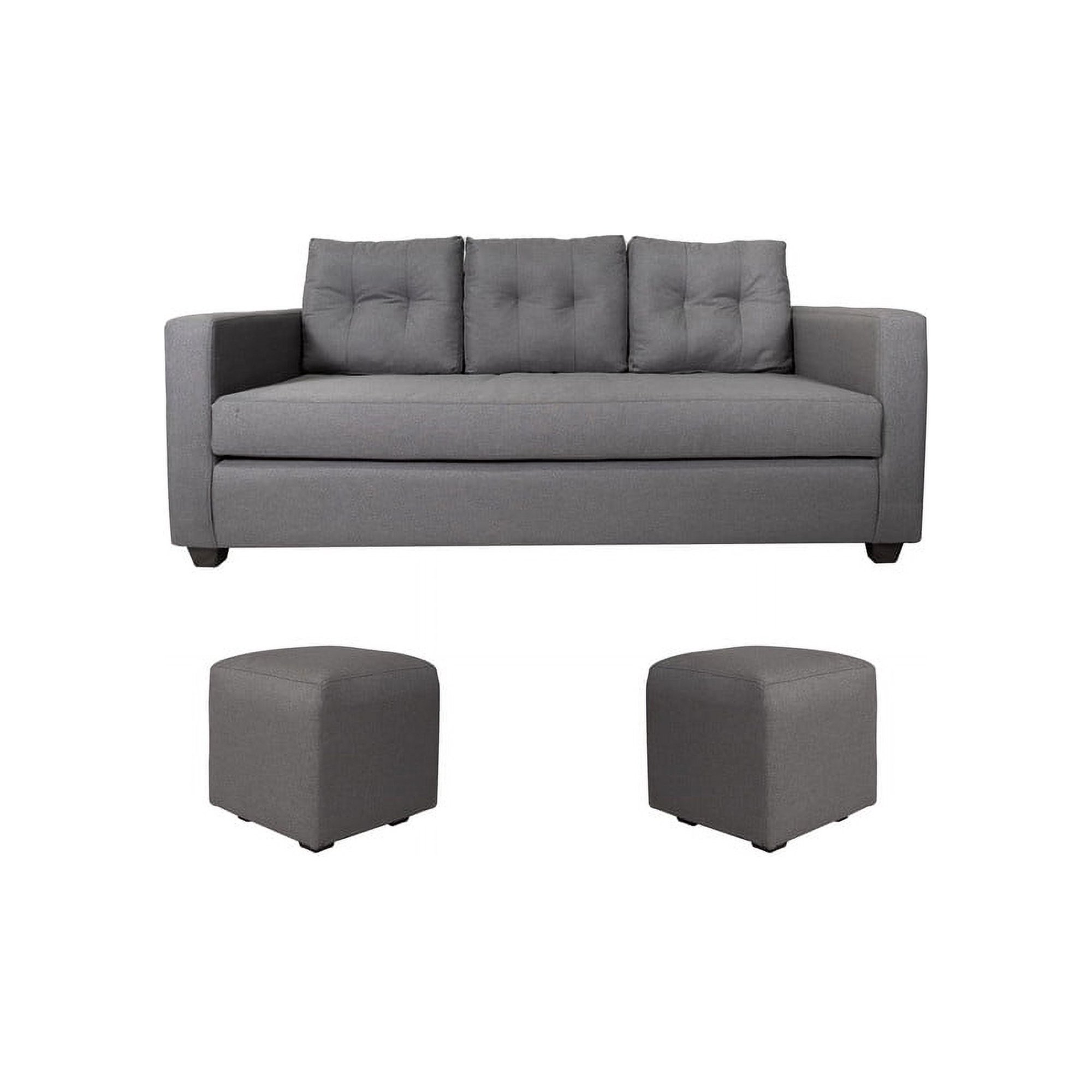Sofa 3C+2 Pouf Ivonne Tela Gris | Lider