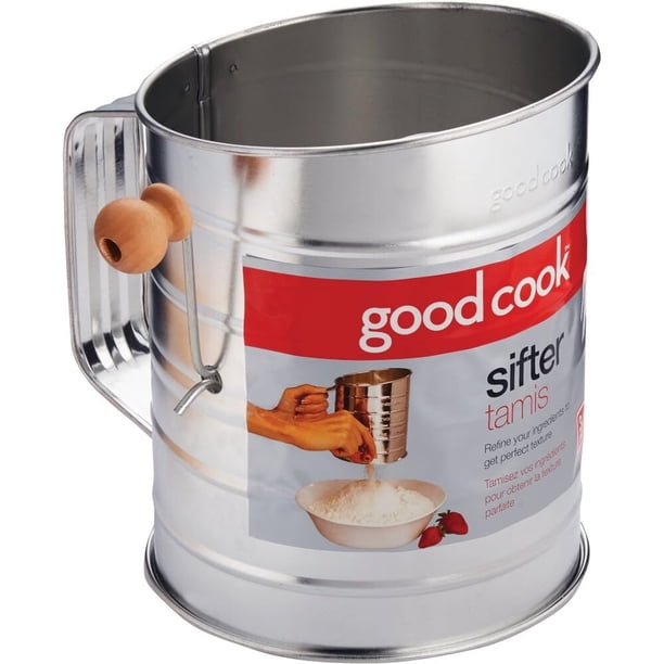 Sifter Good Cook Silver, 700 ml, acero chapado en estaño con manivela ...