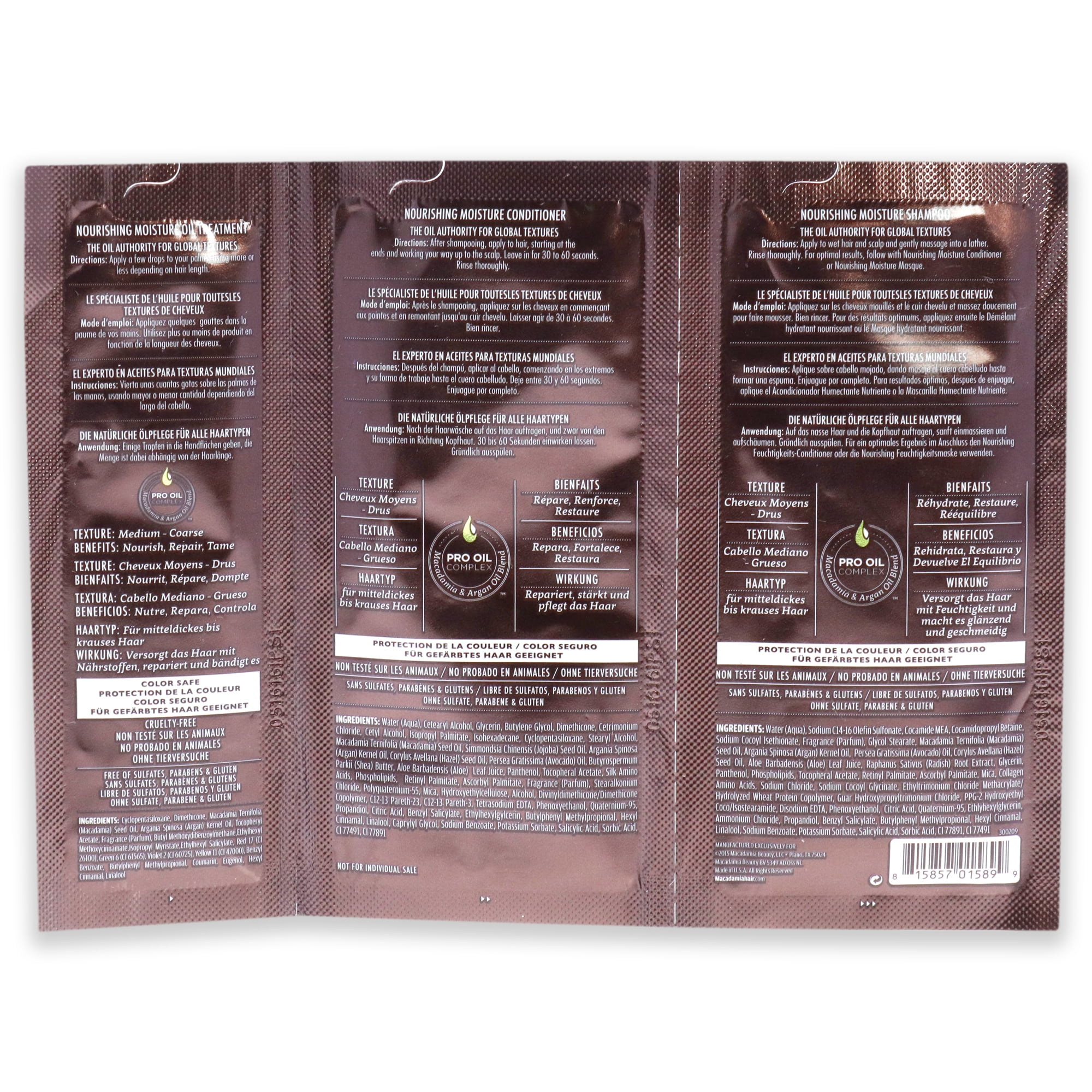 Set Profesional Macadamia Oil 3 Piezas Shampoo 10ml, Conditioner 10ml ...