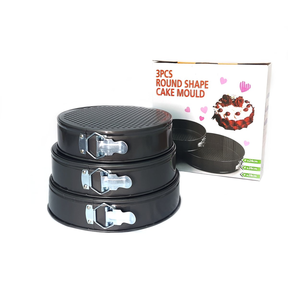 Moldes para torta queque redonda 3pza 24-26-28cm | Lider