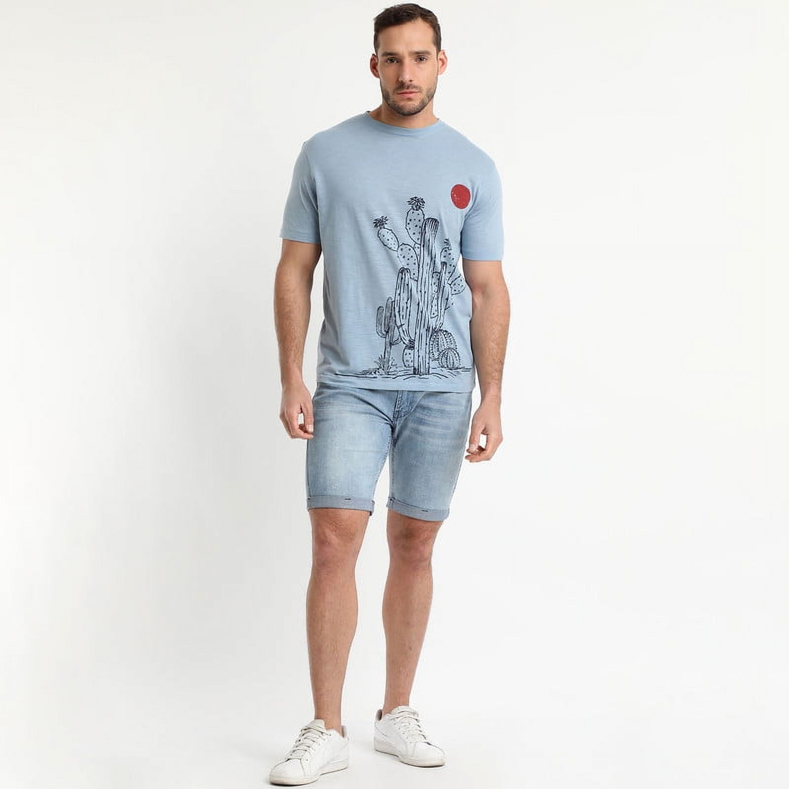 Polera Manga Corta Cuello Redondo Print Celeste | Lider