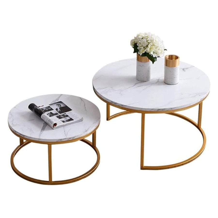 Mesa De Centro Doble Mesa Auxiliar Redonda Moderna Sala | Lider