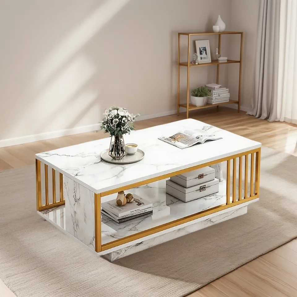 Mesa De Centro Rectangular 39,4x19,7x 5,7 Mármol Blanco | Lider