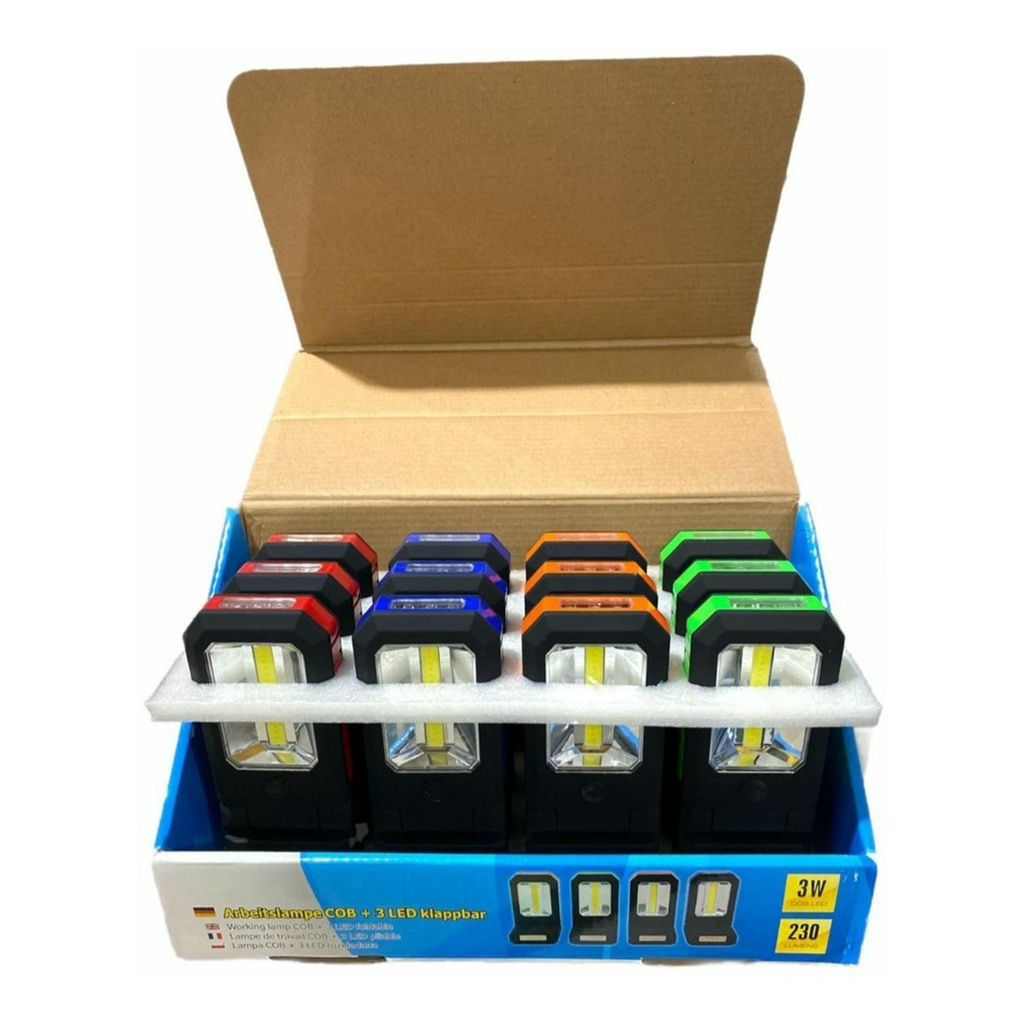 Pack 12 Linternas 1 Cob 3 Led Con Imán Y Gancho | Lider